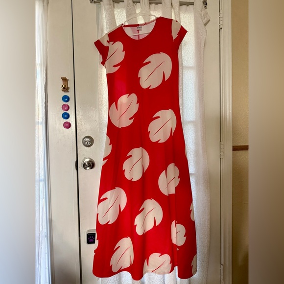 Disney | Dresses | Disney Lilo Stitch Red And White Leaf Costume Dress ...